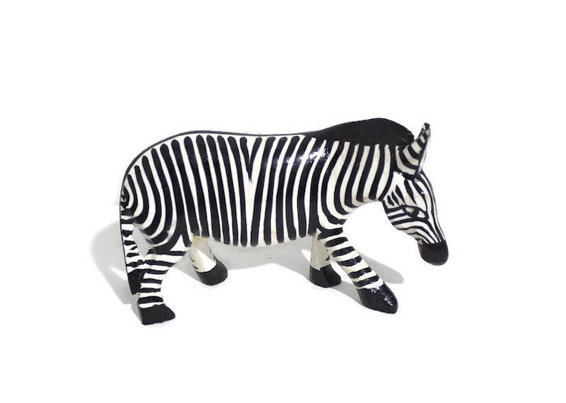 Black and White Carved Olive Wood Zebra Figurines. Lifelike - Etsy