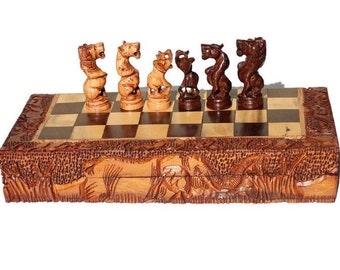 Hand Carved African Chess Set - Etsy