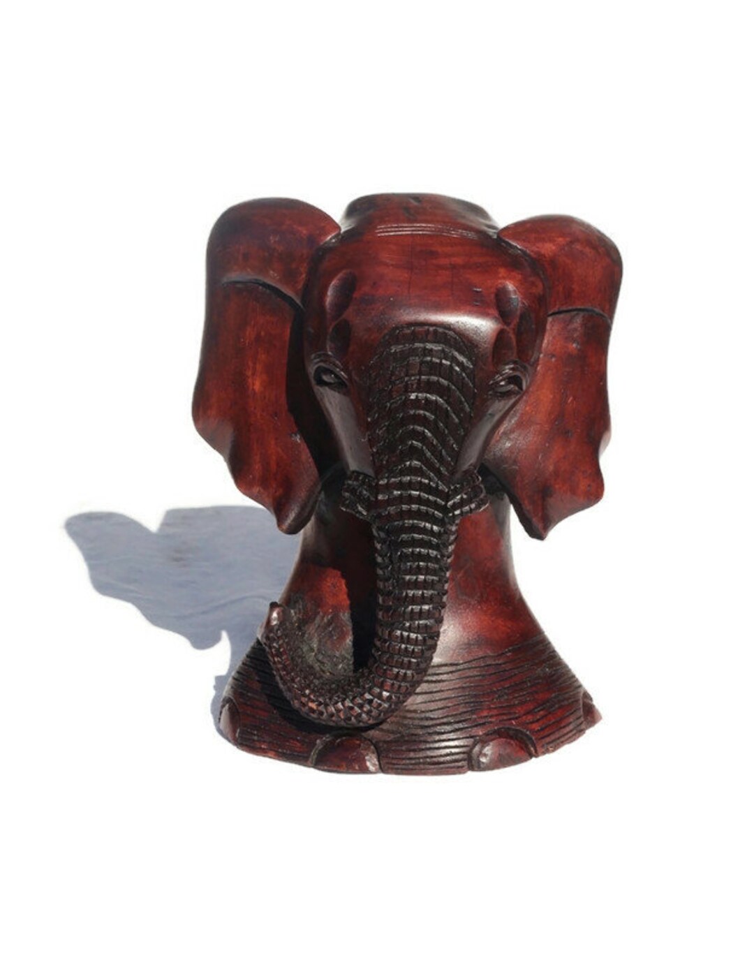 Elephant Head and Foot Trophy Smooth Mukwa Wood Table Decor. Zimbabwean ...