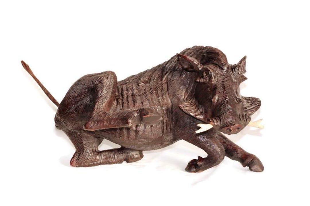 Fine Art Dark Brown Scratching Warthog Figurine. Fully Detailed ...