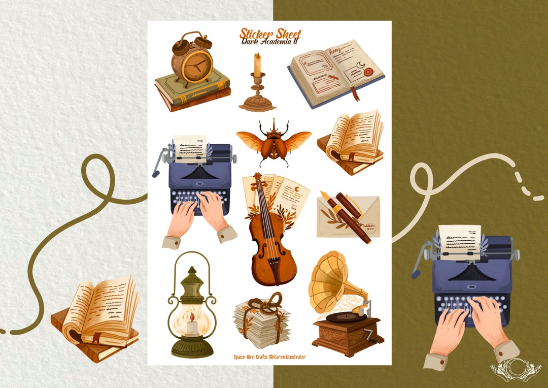 Sticker Sheet Dark Academia 2 Journal Sticker Planner Sticker Vintage ...