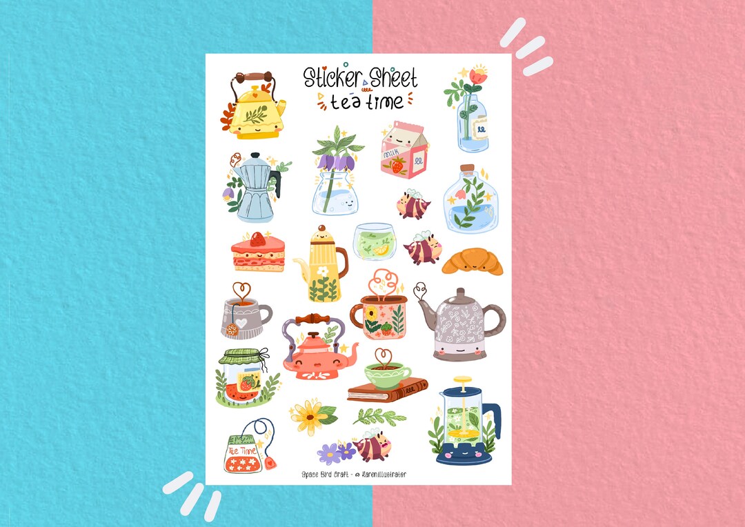 Sticker Sheet - Tea Time - Journaling Sticker - Planner Stickers ...