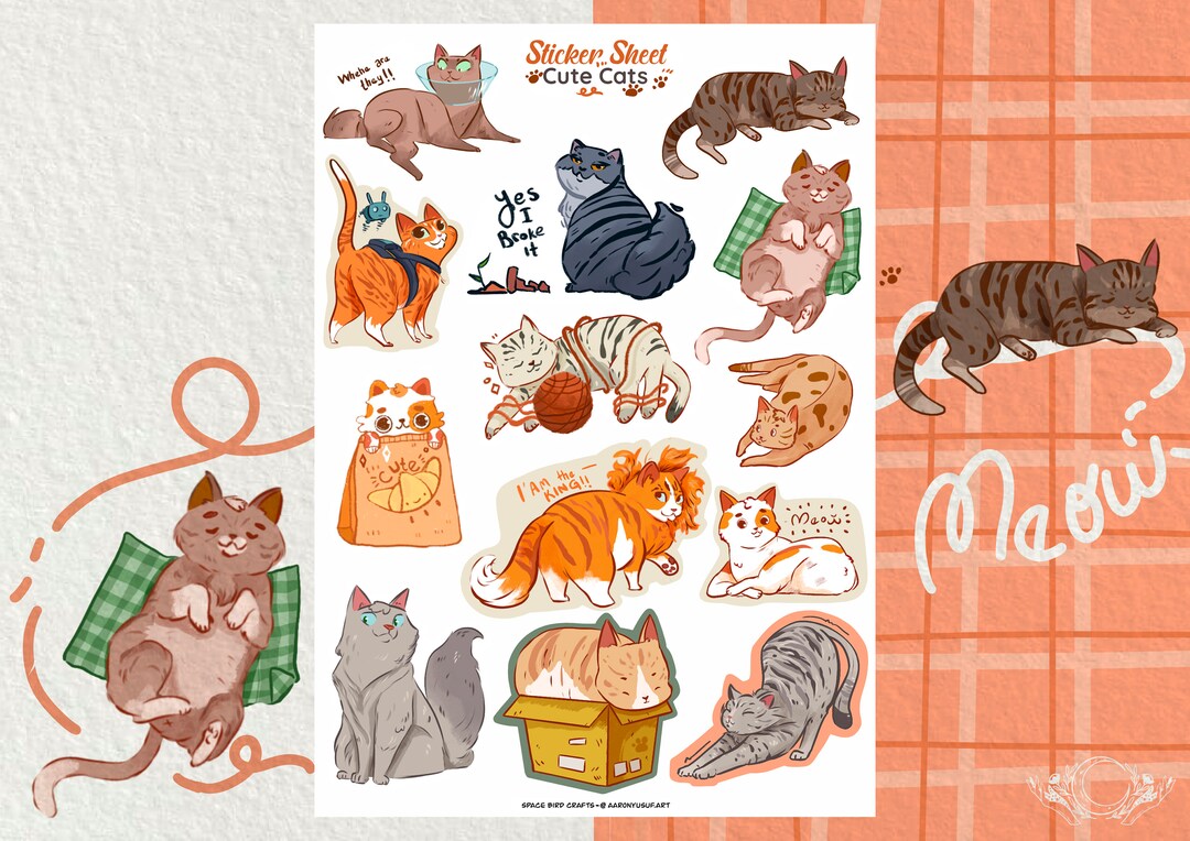 Sticker Sheet Cute Cats Journal Stickers Planner Sticker Pets Sticker ...