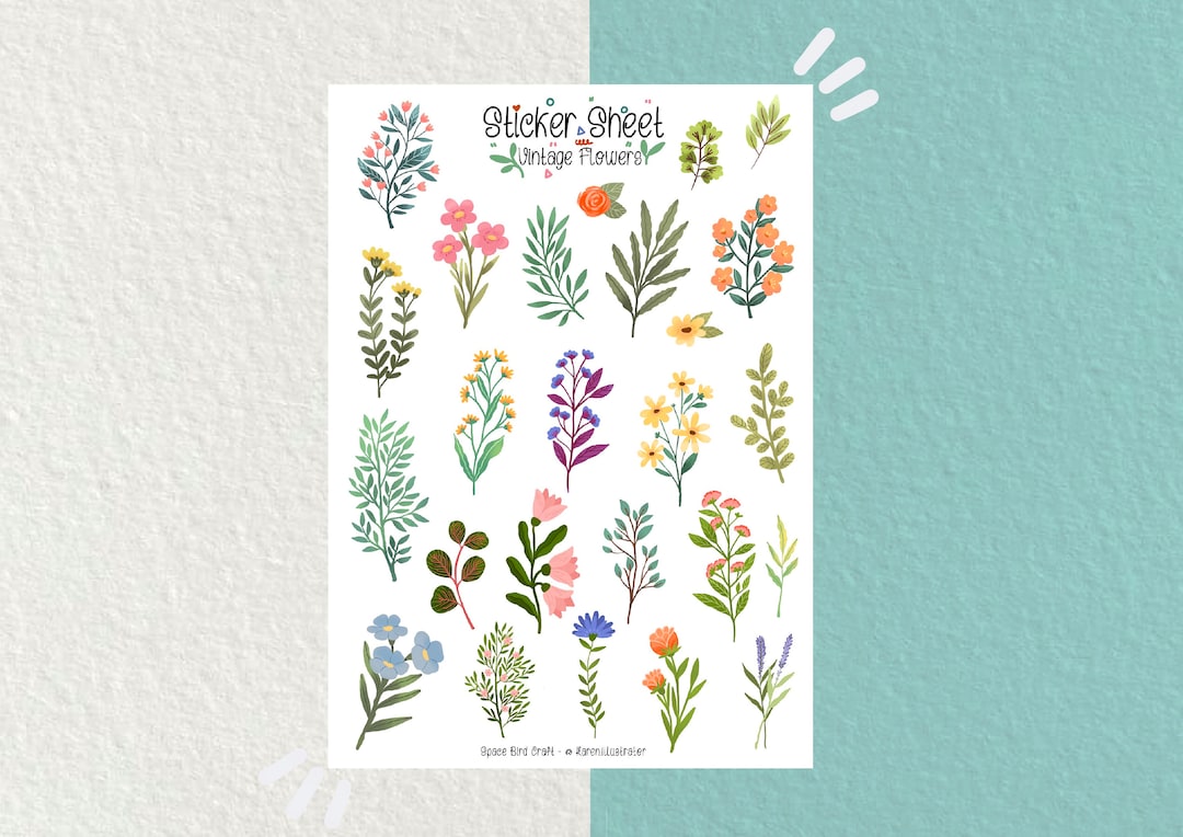 Sticker Sheet Vintage Flowers Journal Stickers for Planner Stickers ...
