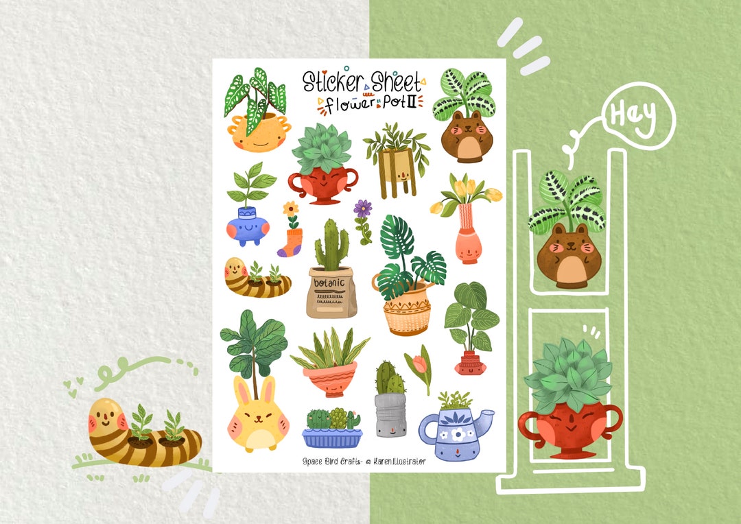 Sticker Sheet Flower Pot 2 Journaling Stickers for Planner Sticker ...