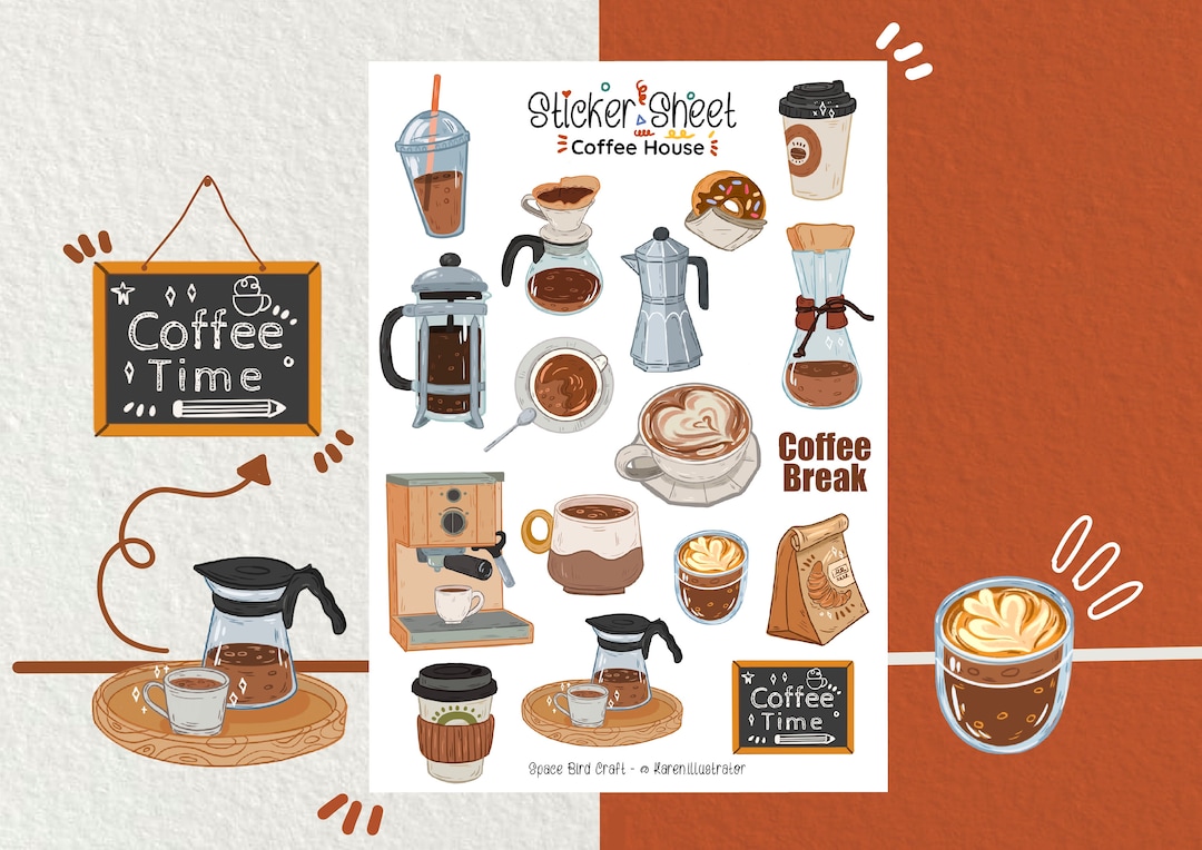 Sticker Sheet - Coffee House - Journaling Stickers - Planner Sticker ...