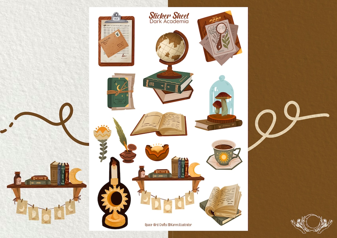 Sticker Sheet - Dark Academia - Journal Stickers - Planner Sticker ...