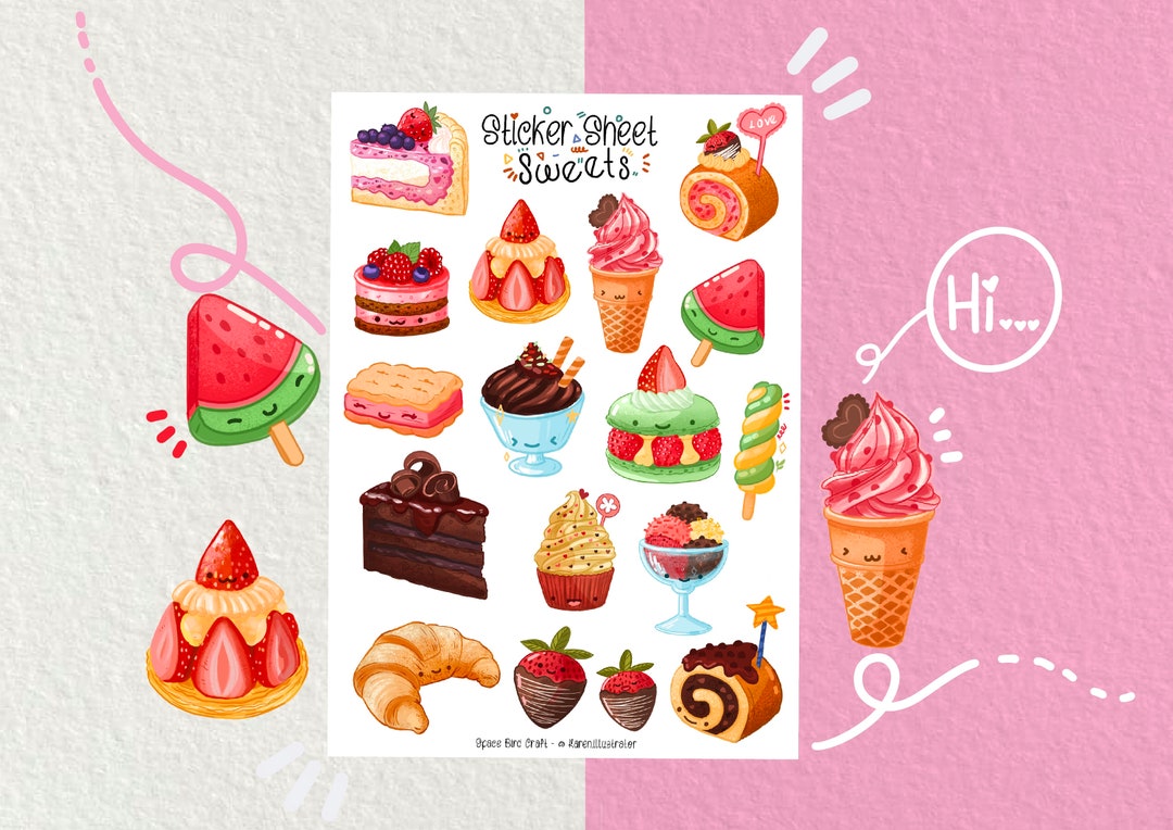 Sticker Sheet - Sweets Dessert Sticker- Journaling Stickers - Planner ...