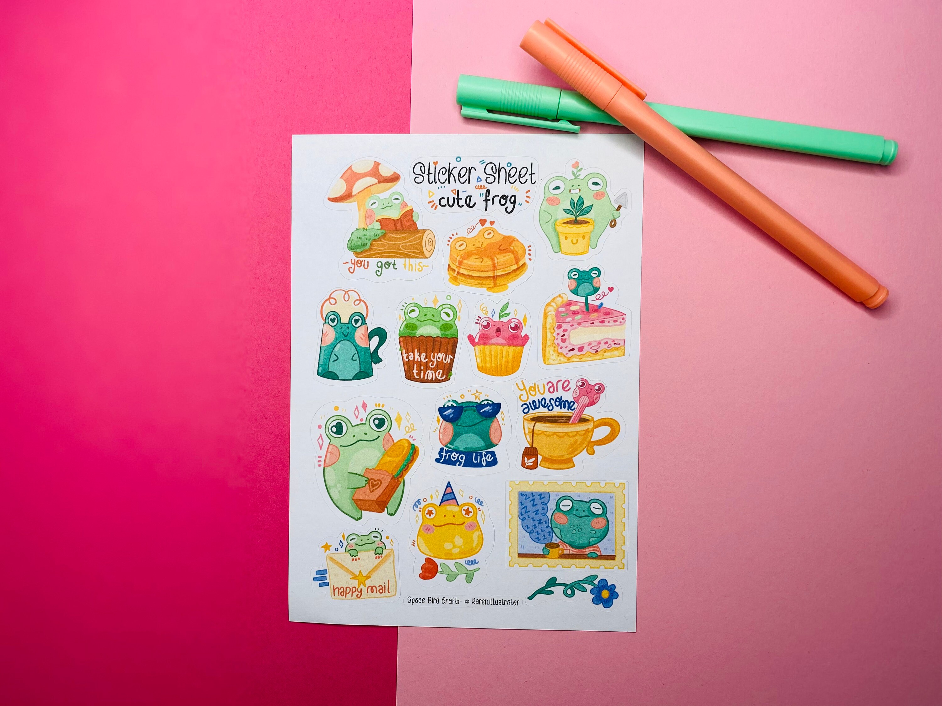 bullet journalling Magic Frogs sticker sheet for journalling diary ...