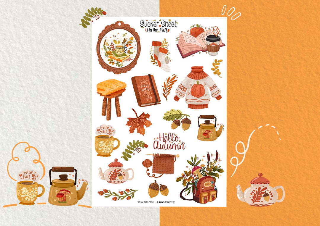 Sticker Sheet - Hello Fall - Journaling Stickers - Planner Sticker ...