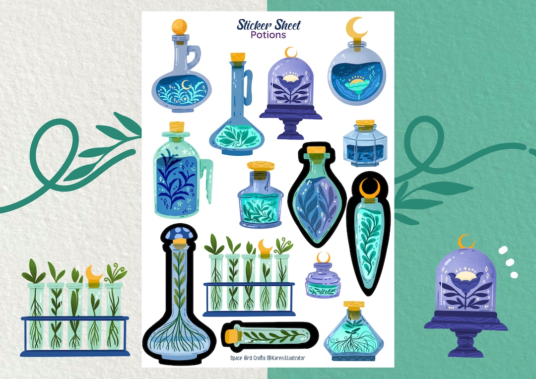 Sticker Sheet - Potions - Journal Stickers - Planner Sticker - Magic ...