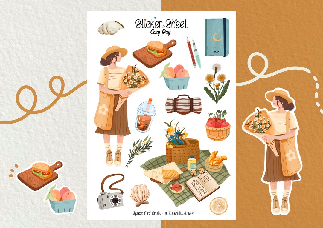 Sticker Sheet - Cozy Day - Summer Journal Sticker - Planner Sticker ...
