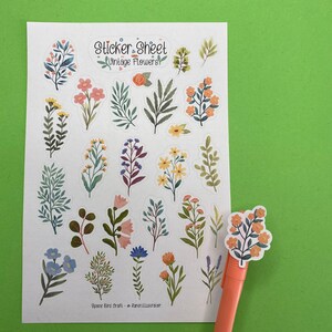 Sticker Sheet Vintage Flowers Journal Stickers for Planner Stickers ...