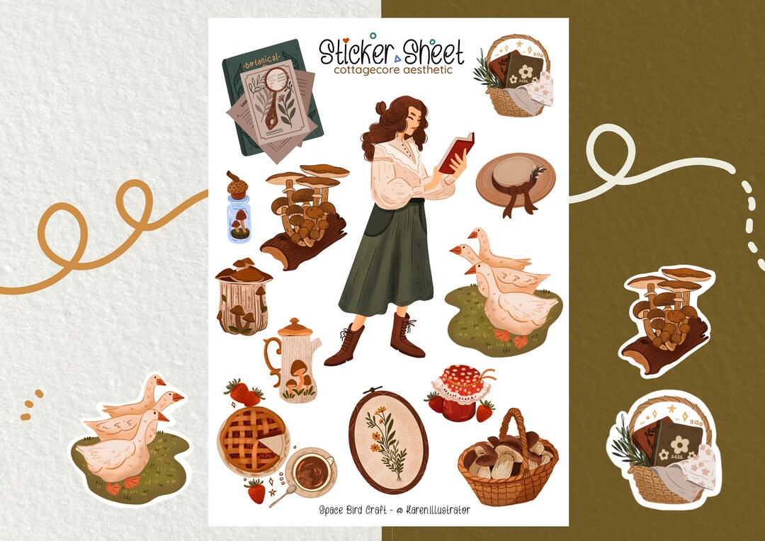Sticker Sheet - Cottagecore Aesthetic - Journal Sticker - Planner ...