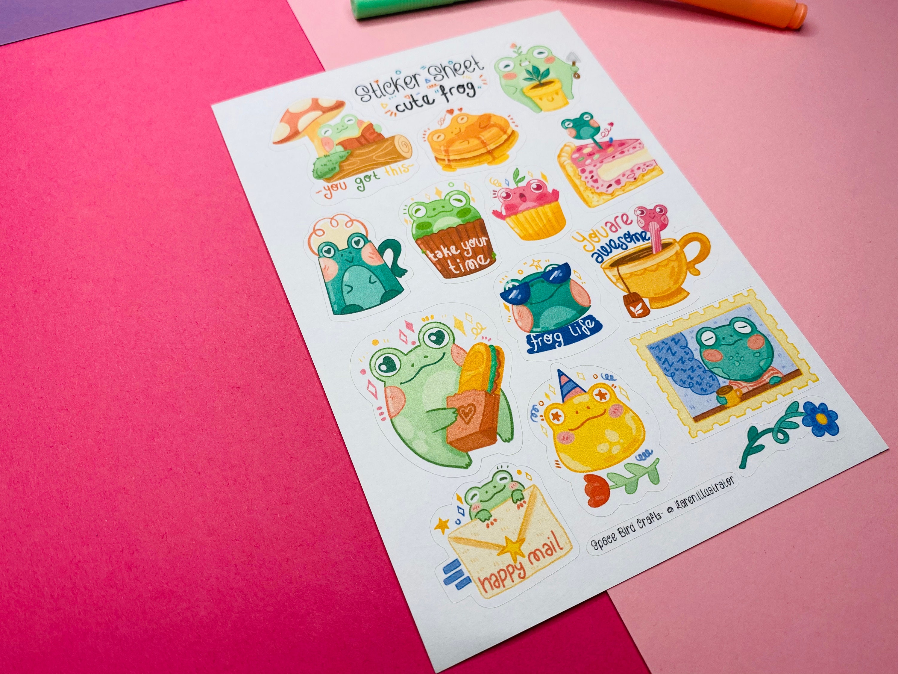 bullet journalling Magic Frogs sticker sheet for journalling diary ...