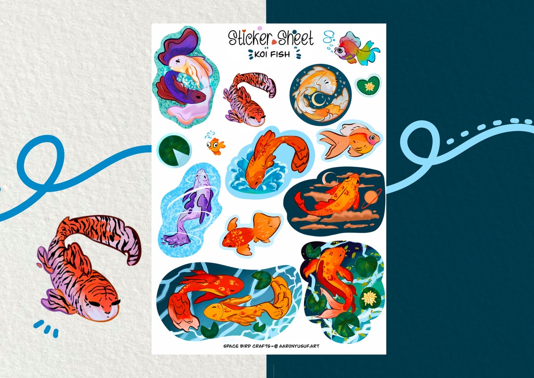 Sticker Sheet - Koi Fish - Japanese Fish - Journal Stickers - Planner ...