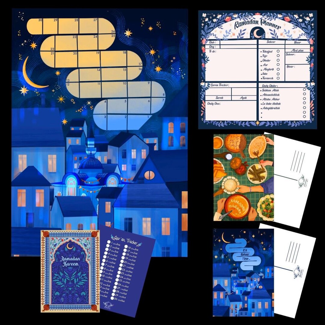 Ramadan Pack Art Print Iftar Planner Muslim Art Print Set Cards Wall ...