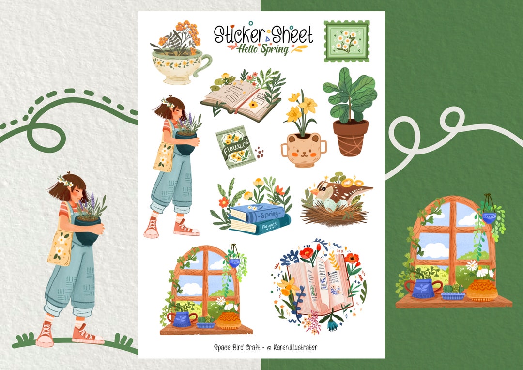 Sticker Sheet - Hello Spring - Journaling Stickers - Planner Sticker ...