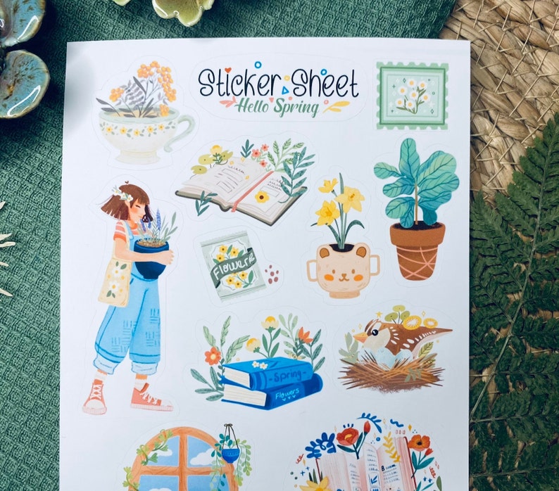 Sticker Sheet Hello Spring Journaling Stickers Planner - Etsy
