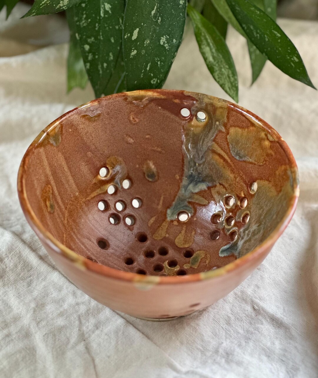 Studio Pottery Handmade Berry Bowl/colander, Ceramic, Pierced, Signed ...