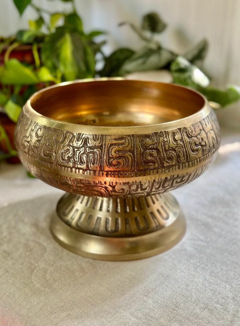 Rare Mid Century MCM Large Brass Footed Bowl Centerpiece - Etsy