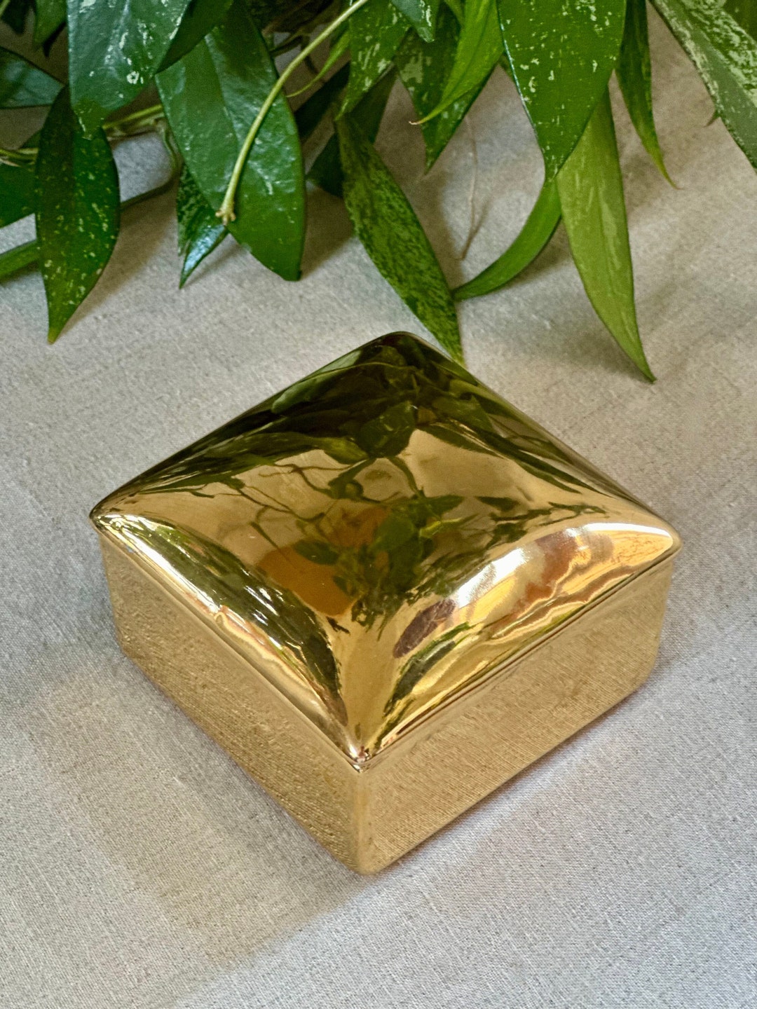 Tozai Home Metallic Gold Porcelain Trinket/jewelry Box, Square, Vintage ...