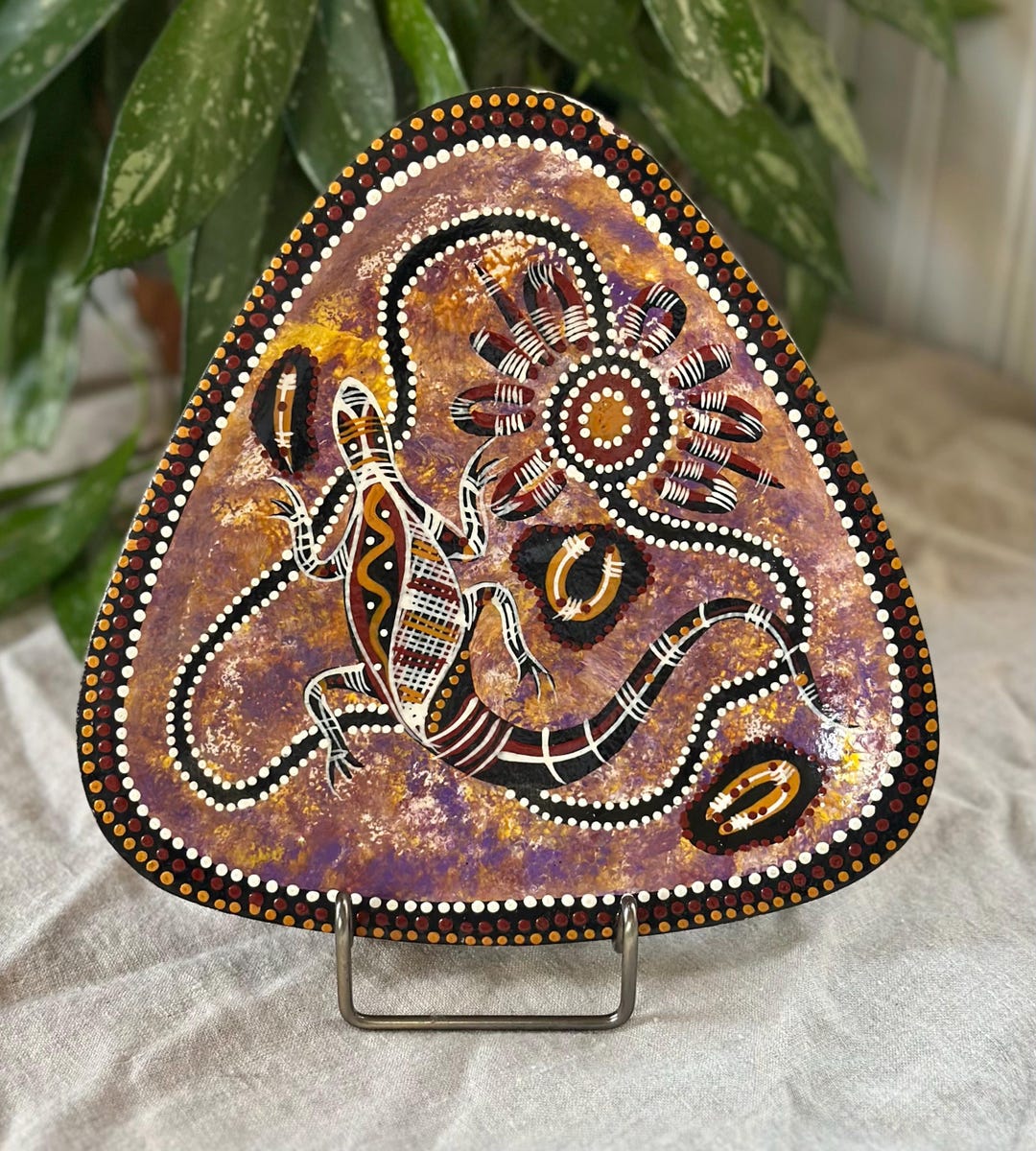 Aboriginal Australian Artist Wood Plate, Hand Painted, Birubi Art ...