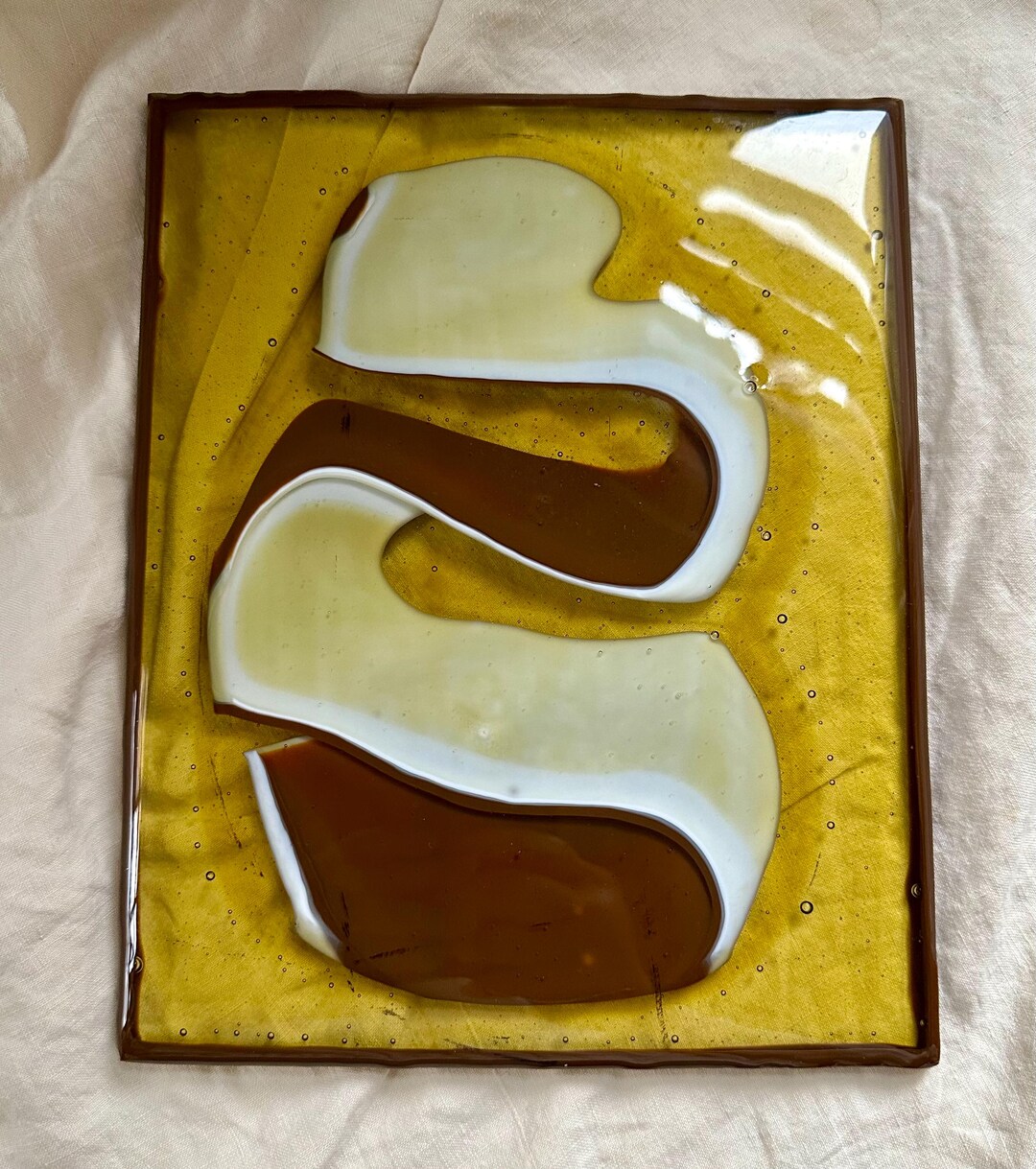 Fused Glass Art, Abstract Wall Hanging, Amber Brown White Decor - Etsy