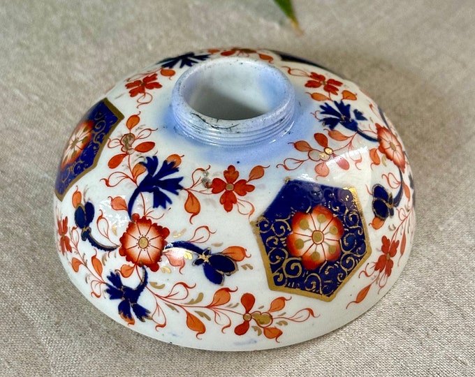 Antique Japanese Imari Inkwell, Heavy, Porcelain, Paperweight, Desk ...