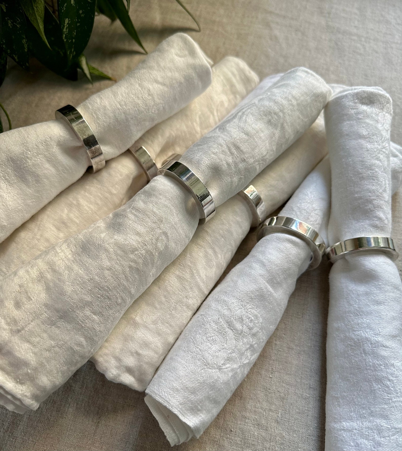 Set of 8 Vintage Silver Plate Heavy Napkin Rings, Modern, Contemporary ...