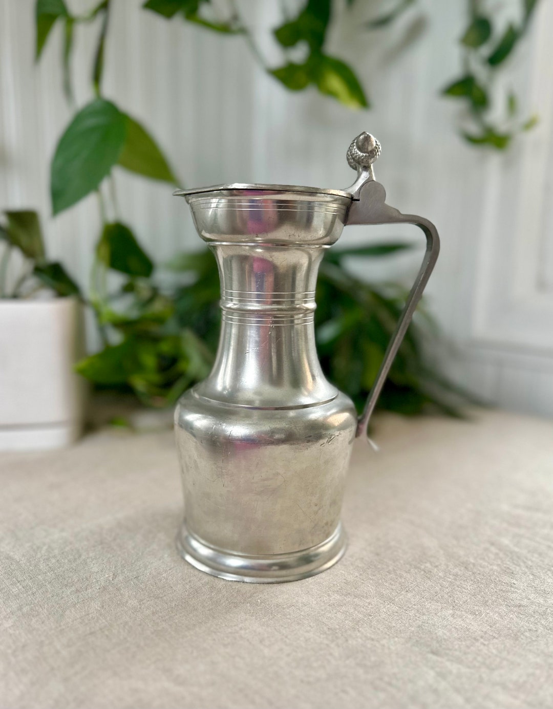 Vintage Swiss Pewter Stein, Pitcher, Acorns SIGG Feinzinn Etain ...