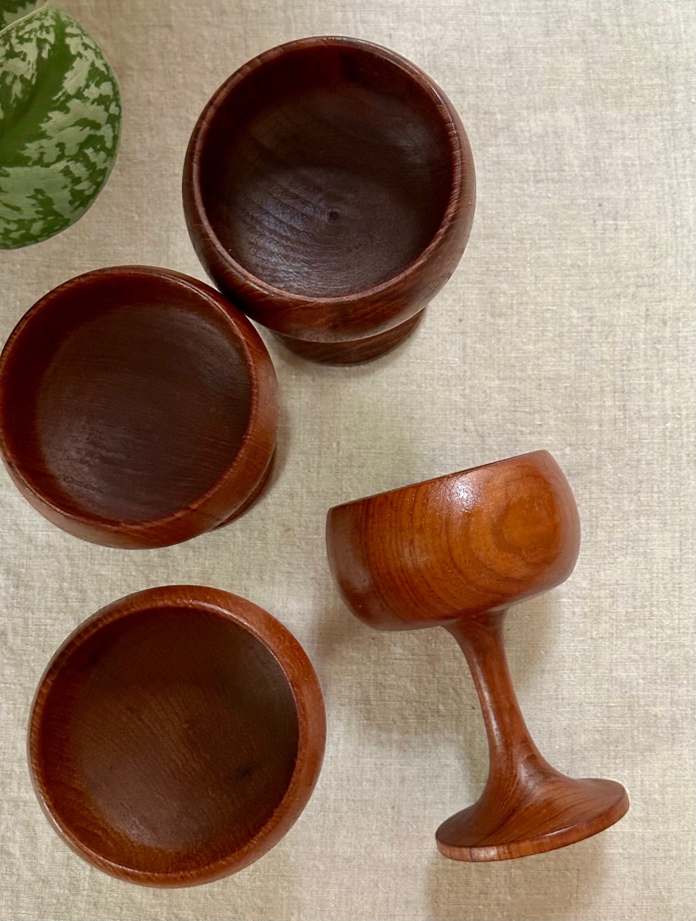 Set of 4 Vintage Teak Cocktail Cups Barware Coups Mid - Etsy