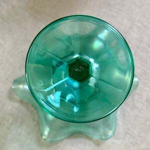 Fenton Art Glass Stiegel Green Stretch Ruffle Compote Vase, Vintage ...