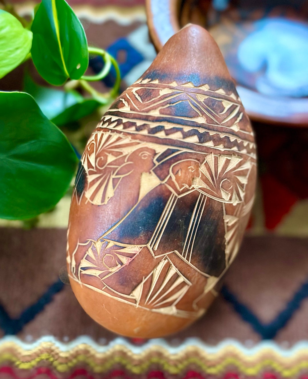 Vintage Peruvian Hand Carved Gourd Llamas Folk Art - Etsy