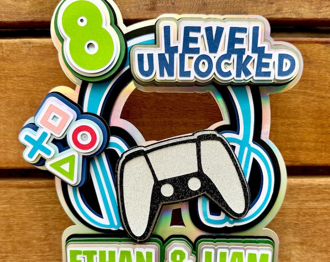 Gamer Birthday Cake Topper, Level Up, Personalized 3D Design - Etsy