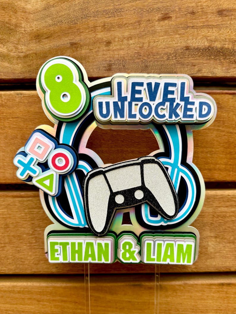 Cake Topper, Gamer, Level Up, Game Birthday, Video Game, Level Unlocked ...
