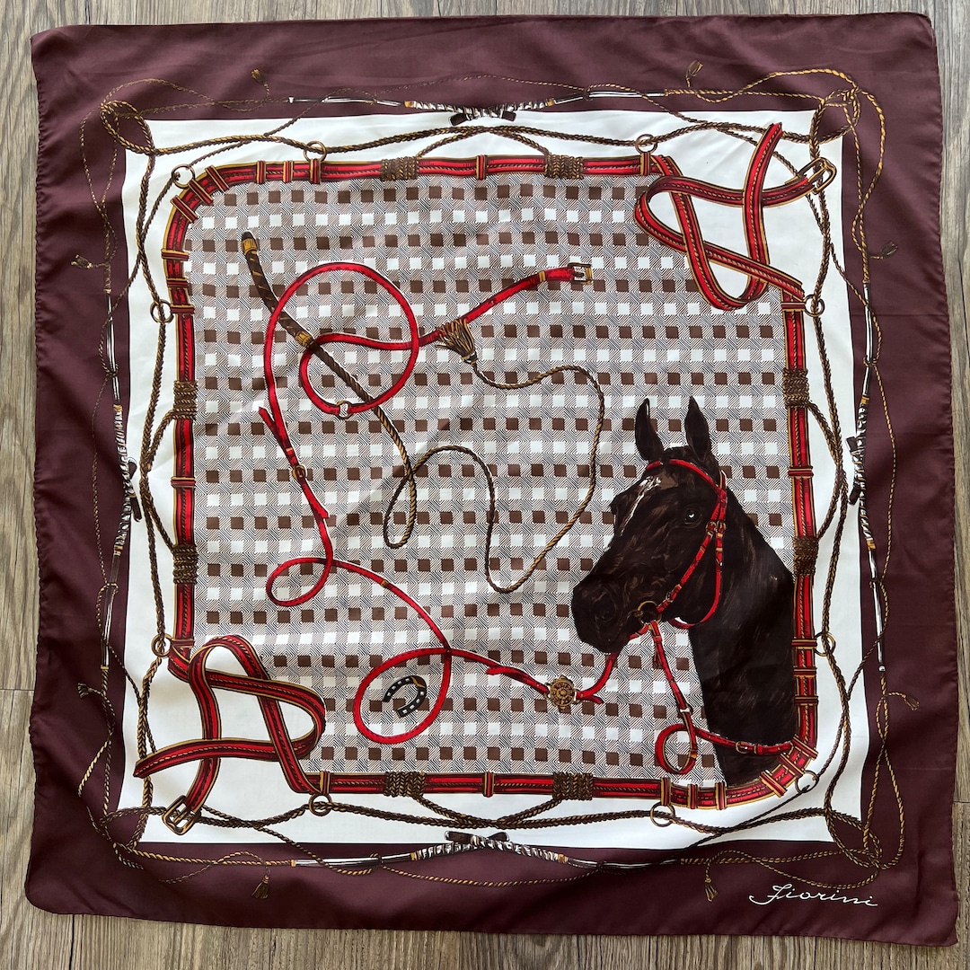 Beautiful Fiorini Vintage Brown Equestrian Themed Square Horse Head ...