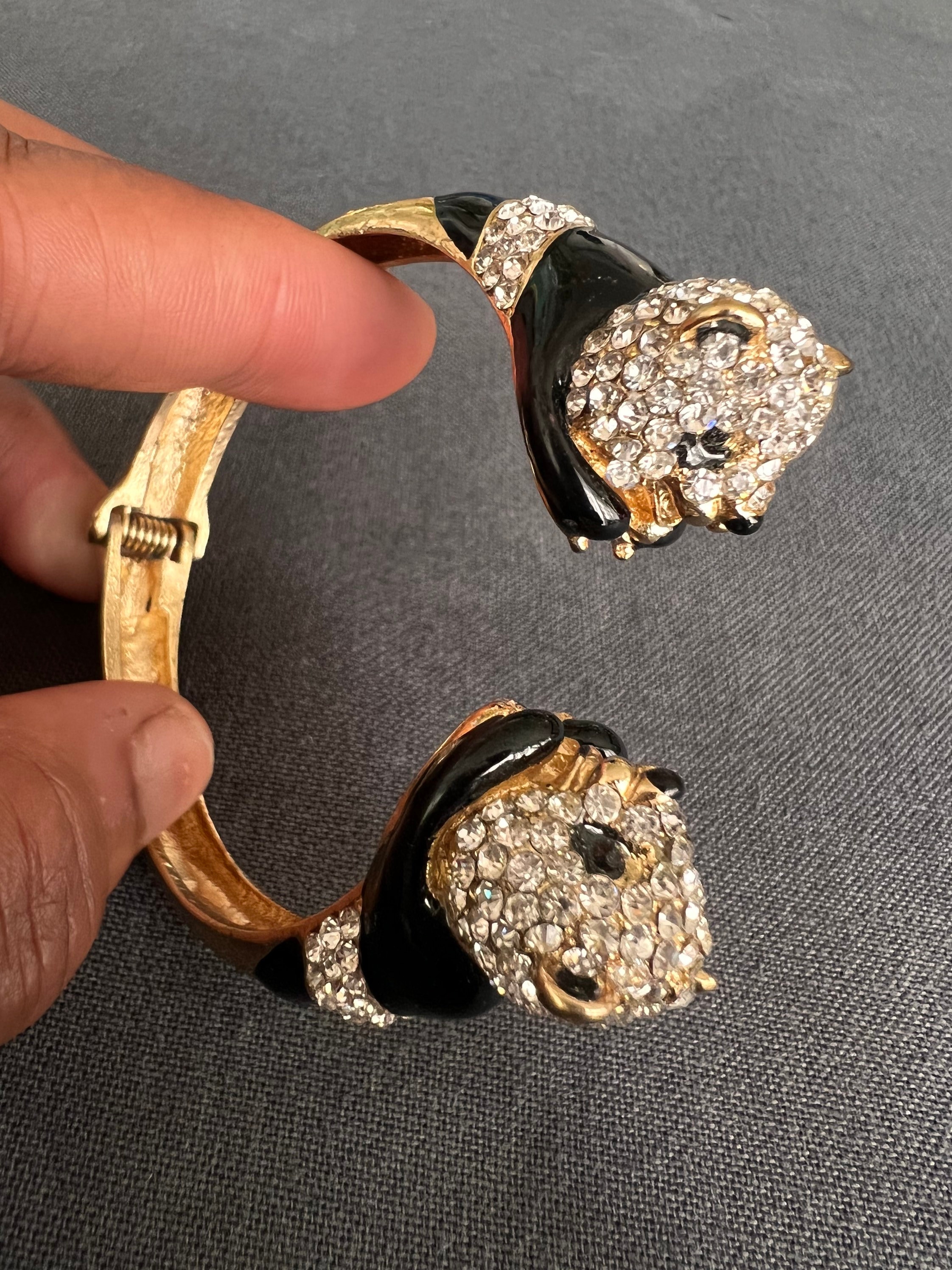 Vintage 80’s Rhinestone Diamanté Panda Bear Animal Gold Tone Statement ...