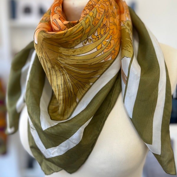 Olive Silk Scarf - Etsy