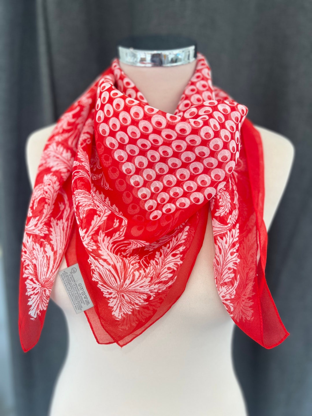 Tie Rack Sheer Red and White Dotty Square Headscarf Neckerchief. - Etsy