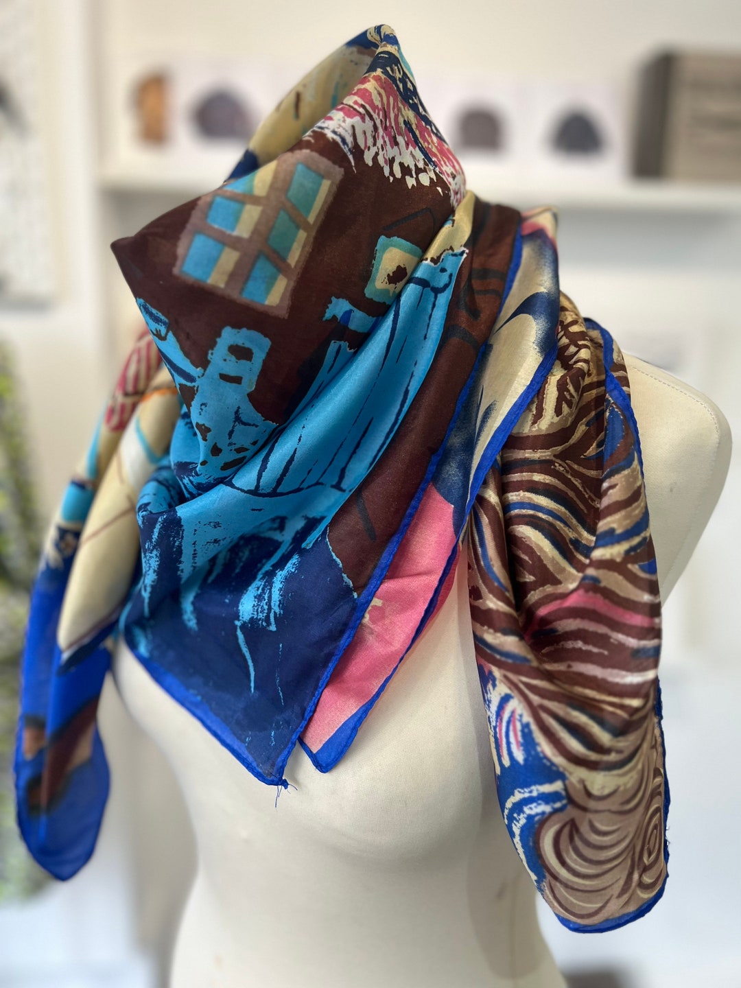 Beautiful Lightweight Vintage Van Gogh Art Print Square Headscarf With ...