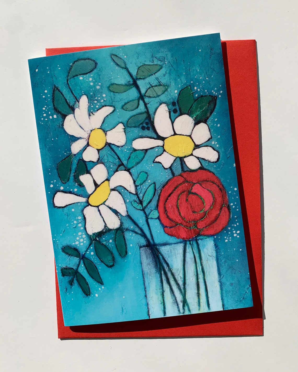 Greetings card art original painting flowers | Etsy