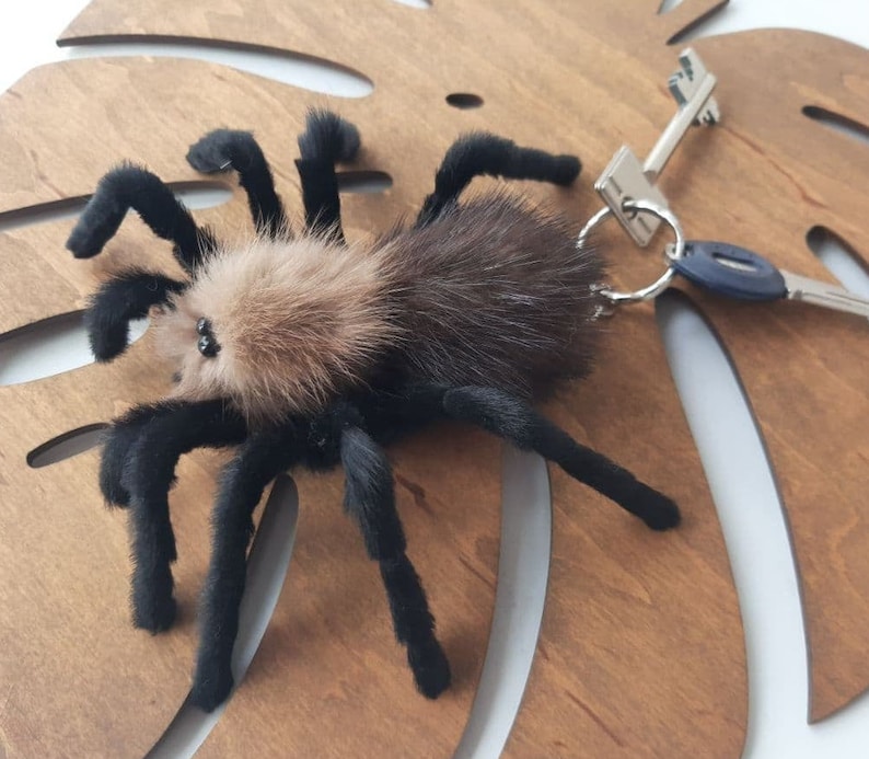 Spider Keychain Pom Pom Key Chain Funny Fluffy Car Accessories - Etsy