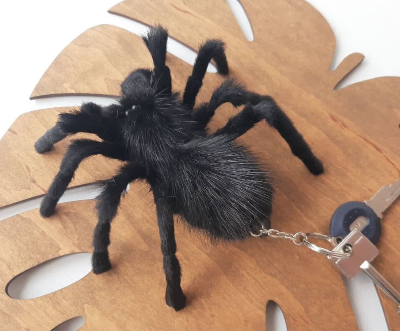 Spider Keychain Pom Pom Key Chain Funny Fluffy Car Accessories - Etsy