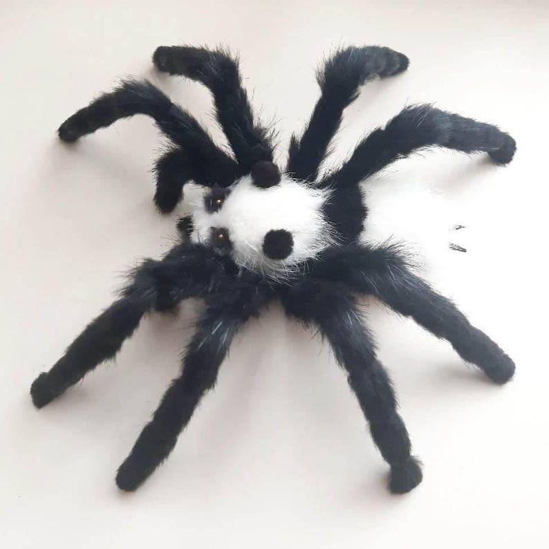 Panda-inspired Tarantula Art Doll, Creepy Cute Poseable Spider Plush ...