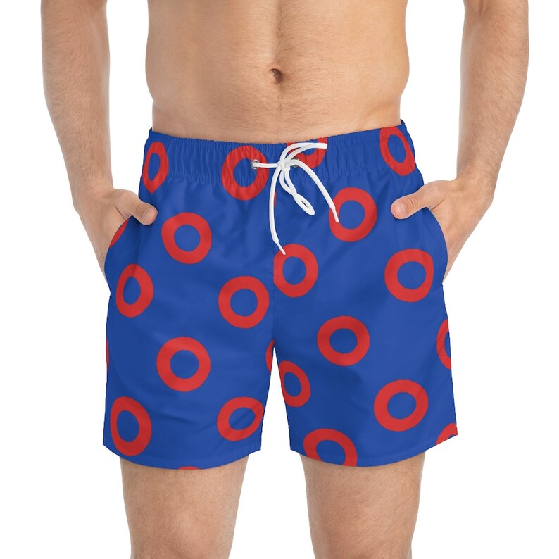 Fishman Swim Trunks | Phish Red Circle Donut Shorts | Phish Inspired ...