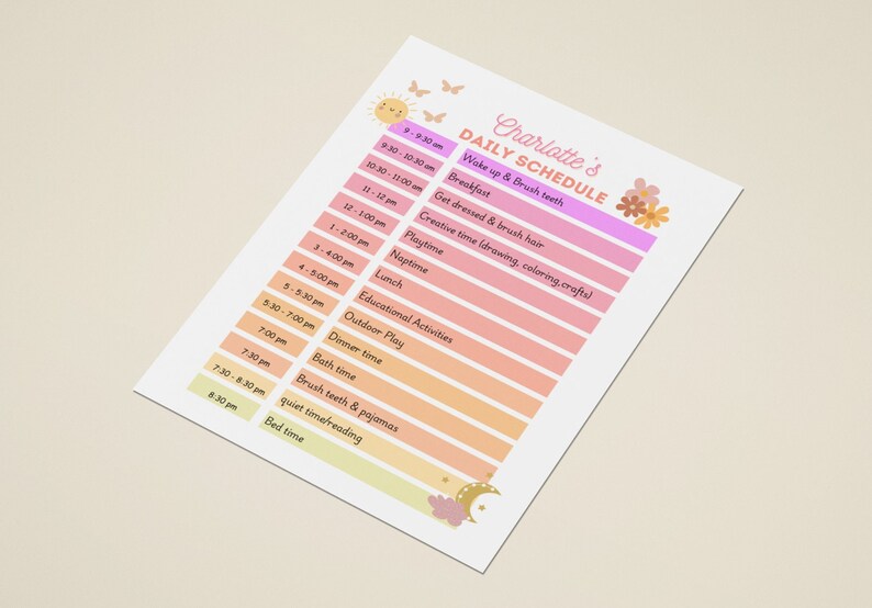 Editable Baby and Toddler Schedule, Daily Routine Chart, Kids Daily ...