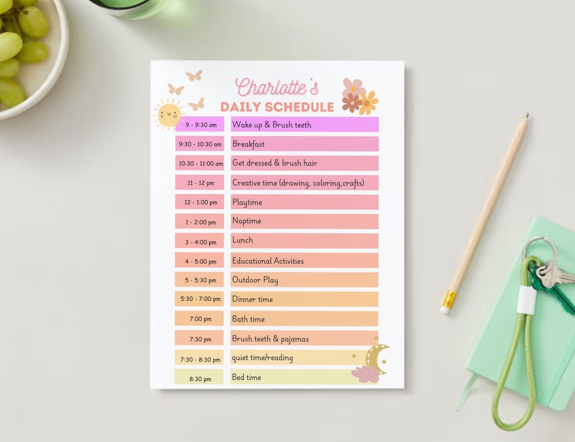 Editable Baby and Toddler Schedule, Daily Routine Chart, Kids Daily ...