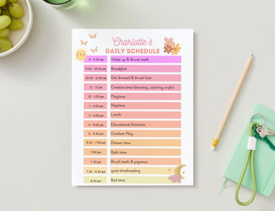Editable Baby and Toddler Schedule, Daily Routine Chart, Kids Daily ...