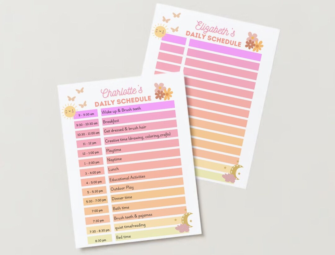 Editable Baby and Toddler Schedule, Daily Routine Chart, Kids Daily ...